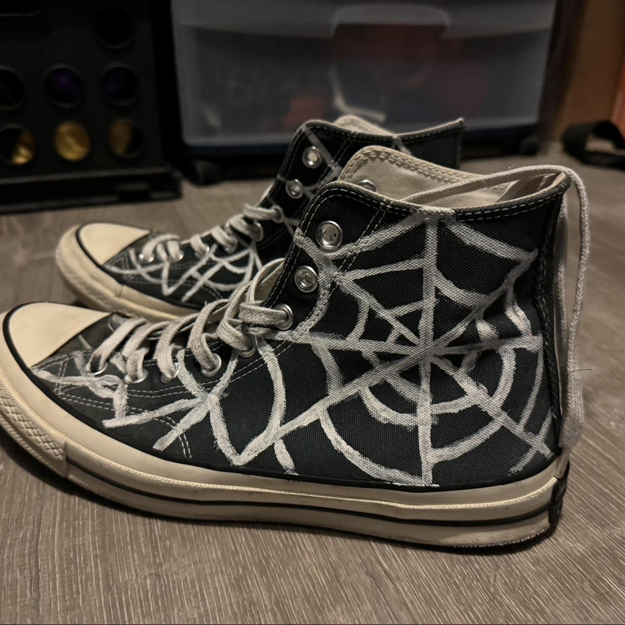 Custom Spider web Converse sneakers hightop - Depop