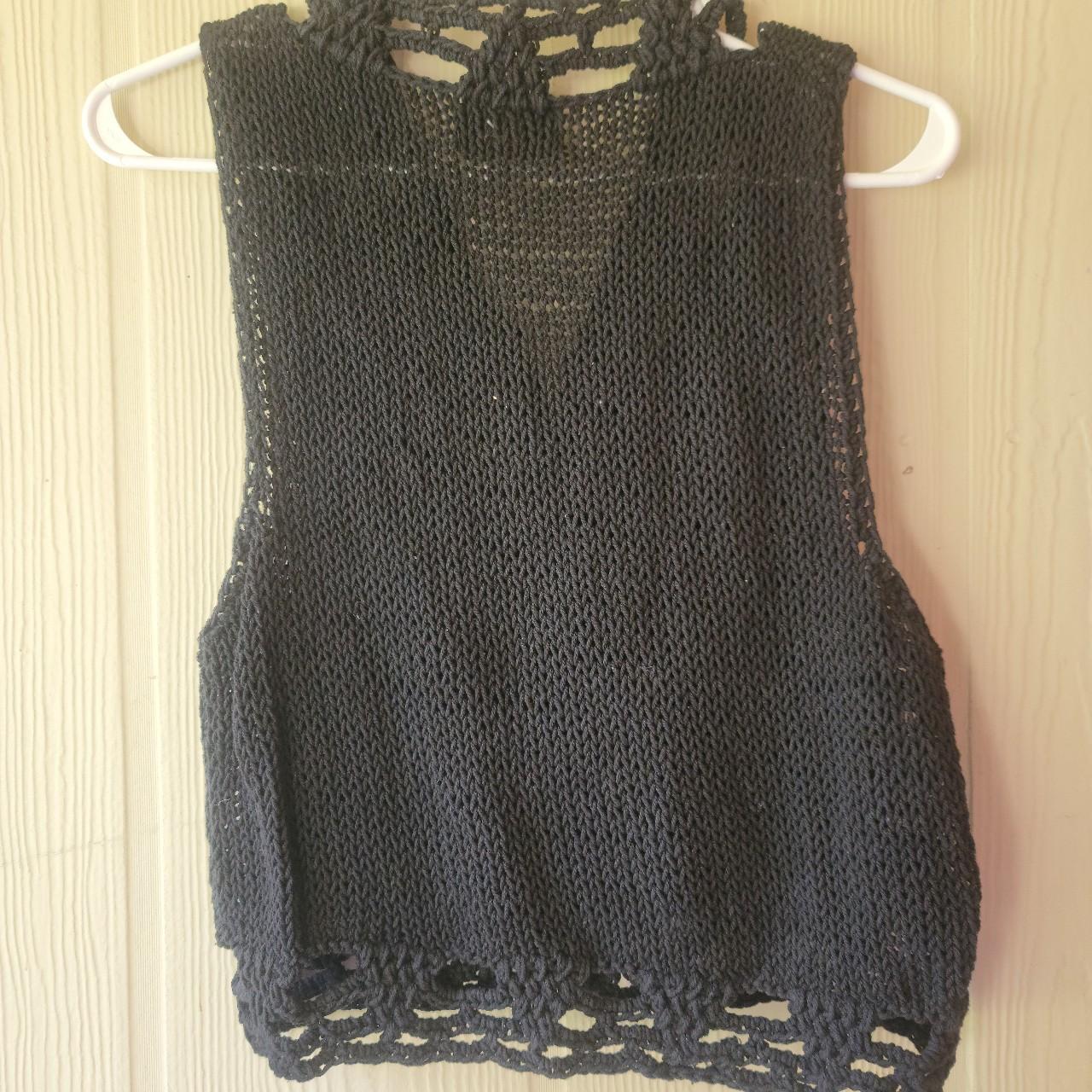 Black Crochet Vest by Rico. Features 4 crocheted... - Depop