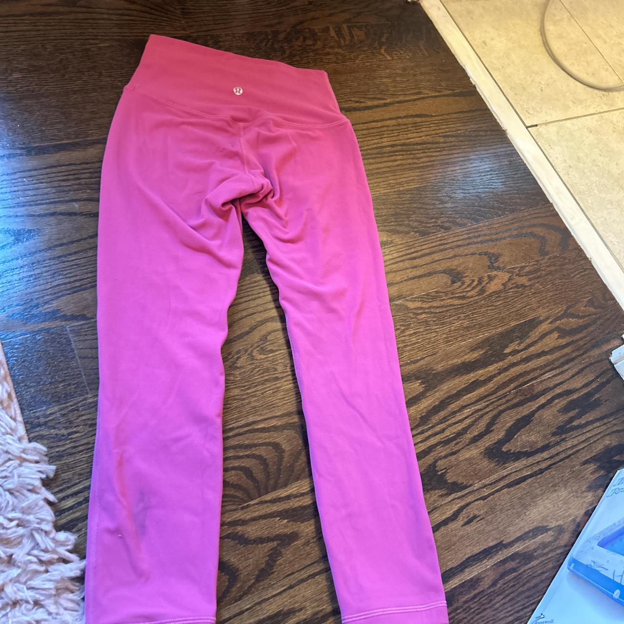 Pink double lined lululemon leggings Size 4 Lightly... - Depop