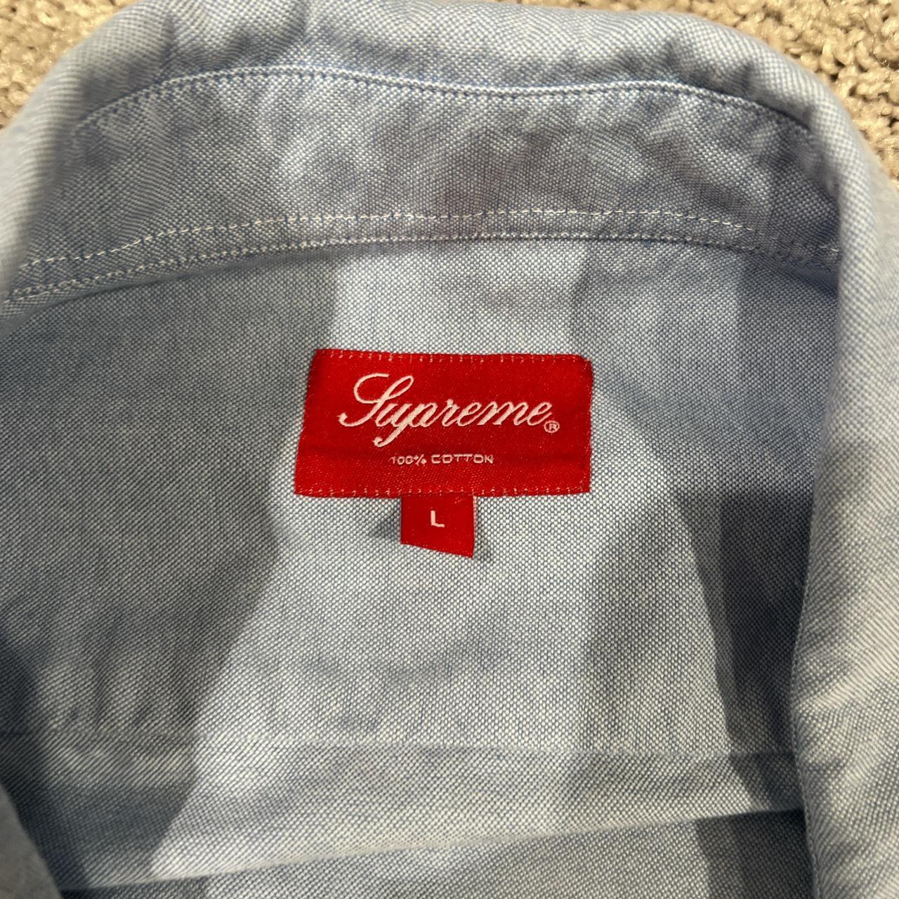 Supreme Blue Button Up - Depop