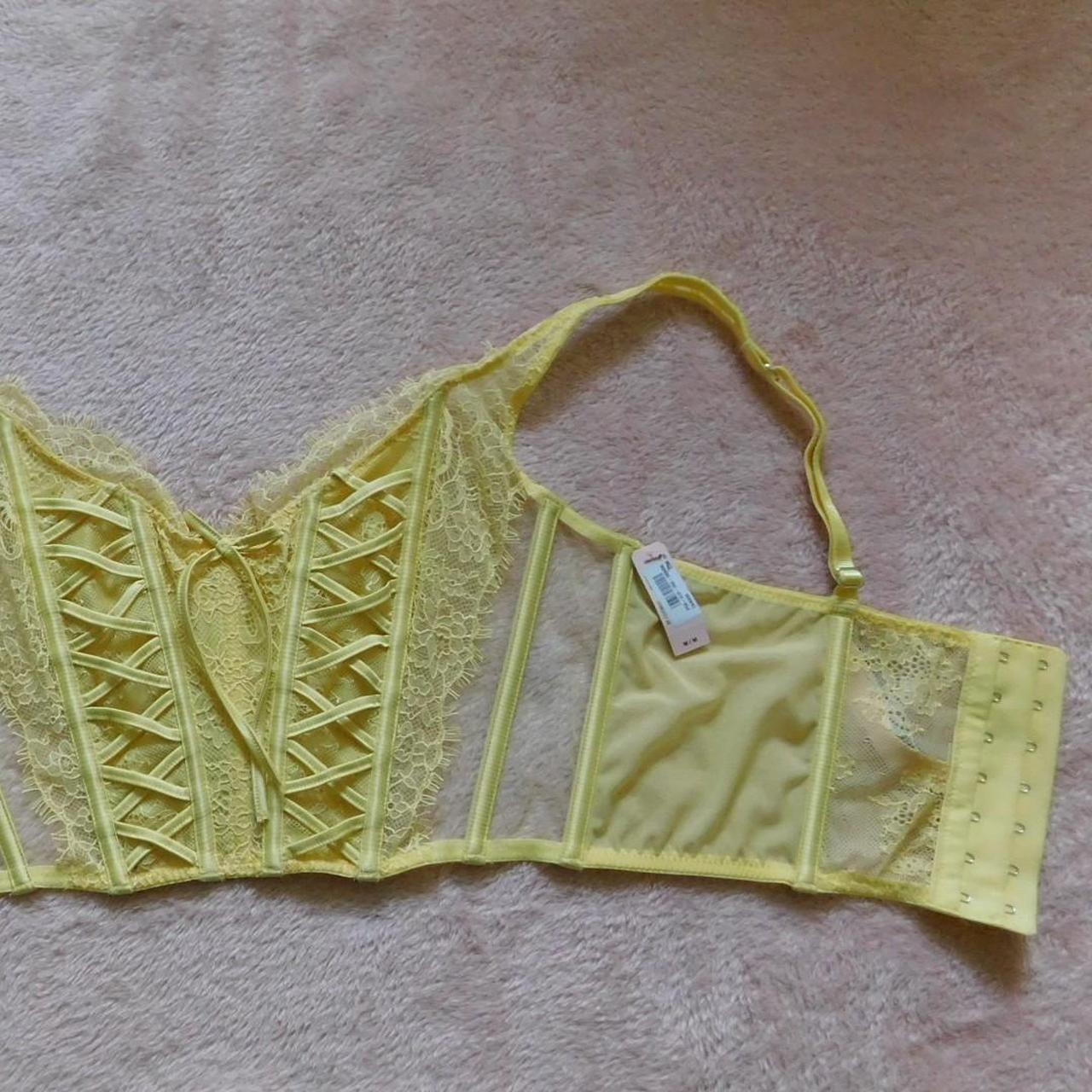 Lace yellow corset top/ bra from Victoria secret, 7... - Depop