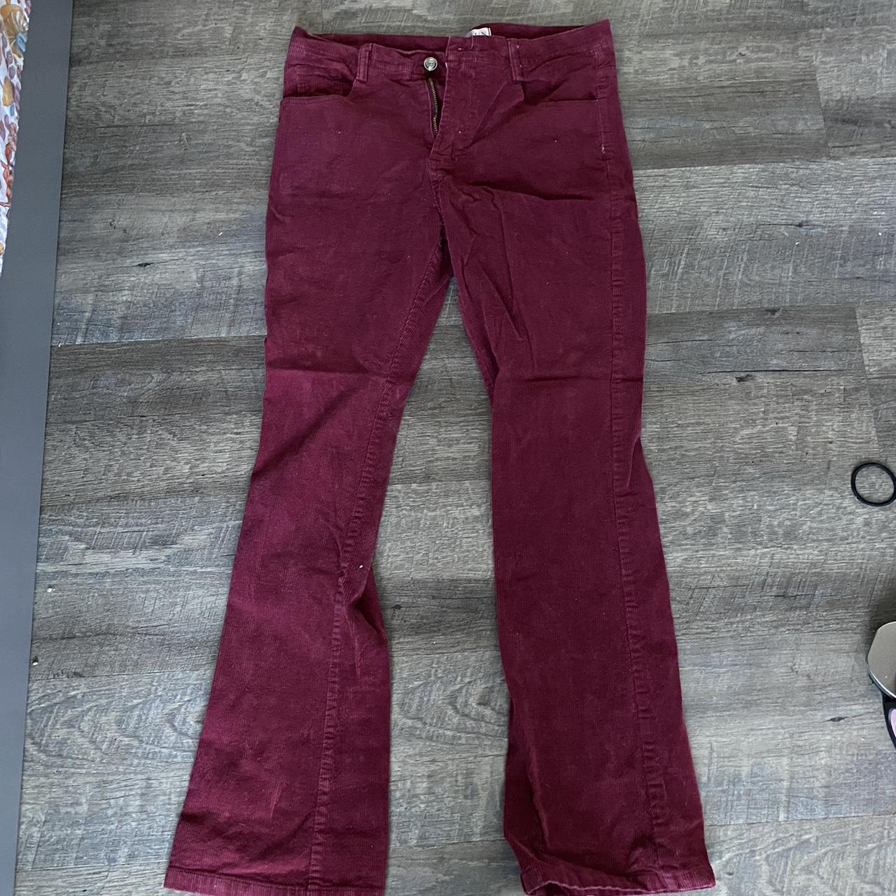 cherry red corduroy pants 30 waist 26 length... - Depop