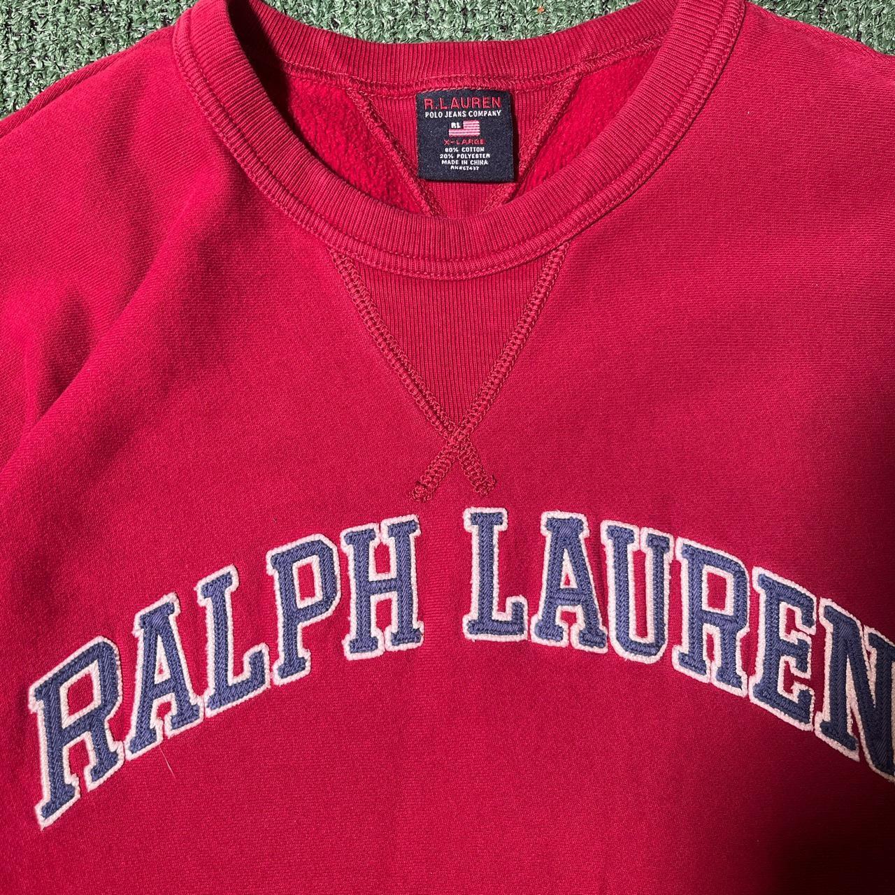 XL vintage ralph lauren crewneck 90s red polo... - Depop