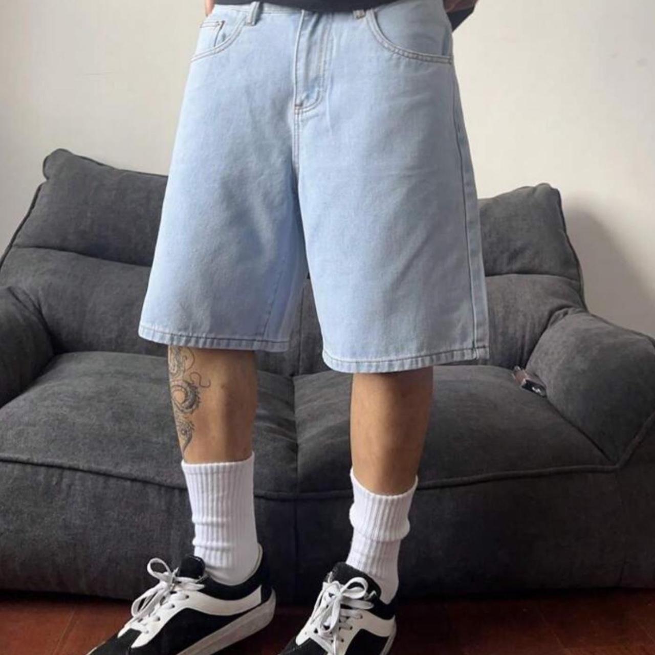 Blue denim jorts with a relaxed fit #skater #jorts... | Depop