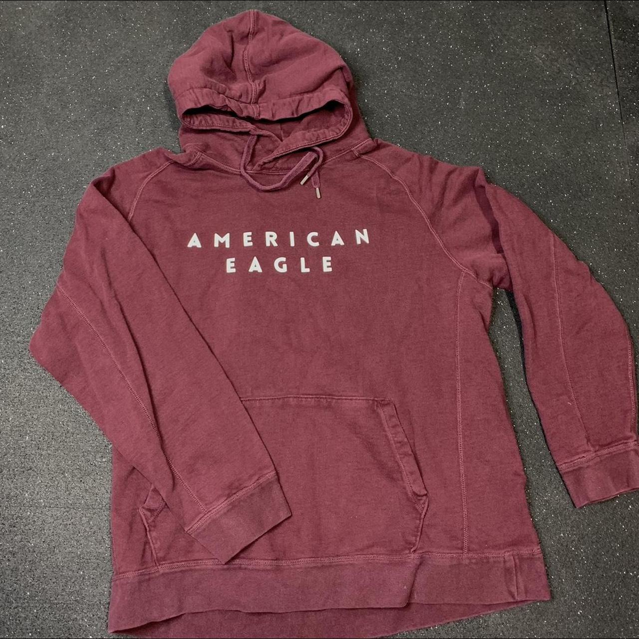 American Eagle Outfitters Mens Red And Burgundy Sweatshirt Depop