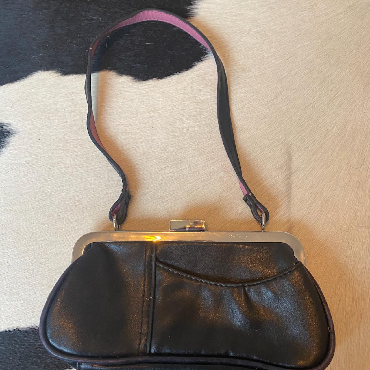 micro black mini bag with silver hardware and mini... - Depop