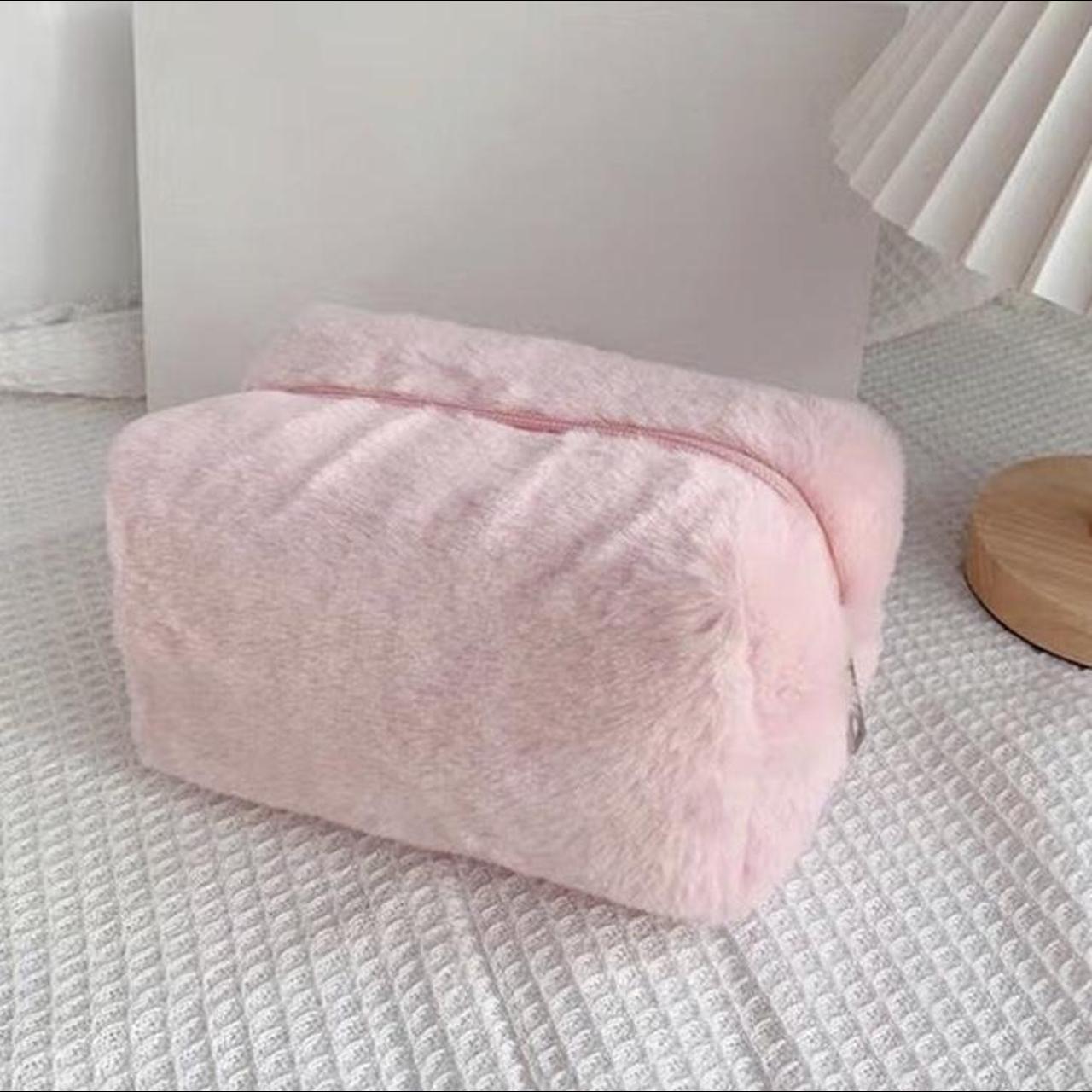 Strawberry Pink Soft Fluffy Makeup Bag Super soft... - Depop