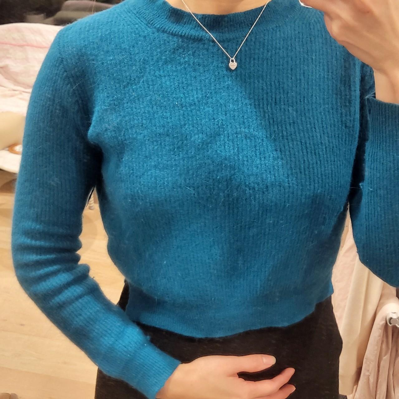 Crop knit jumper Material: angora wool 20% wool... - Depop