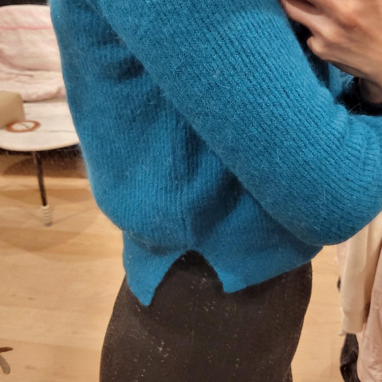 Crop knit jumper Material: angora wool 20% wool... - Depop