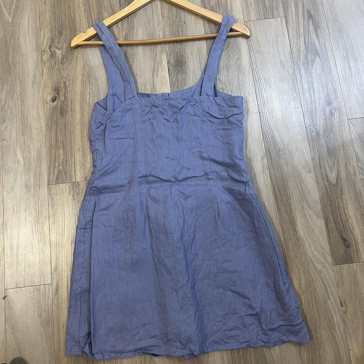 Florentina Button Front Linen Mini Dress Indigo -... - Depop