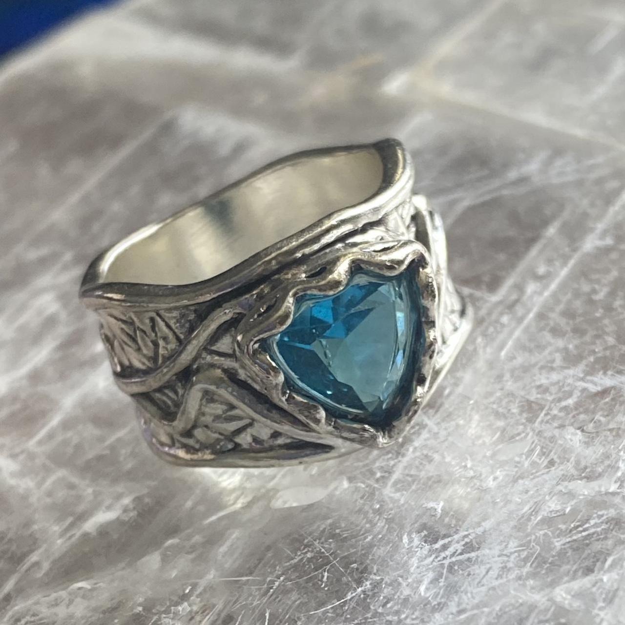 Silver Aqua Crystal Artsy ring size 9 Bundle 2 or... - Depop