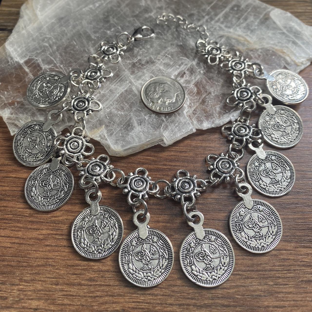 Silver Metal Gypsy Dangle Bracelet Charms are two... - Depop