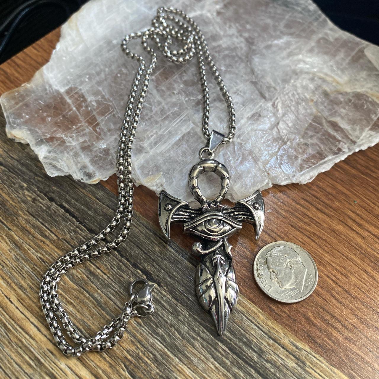 Silver Pewter Goth Egyptian Eye of Horus Ankh... - Depop