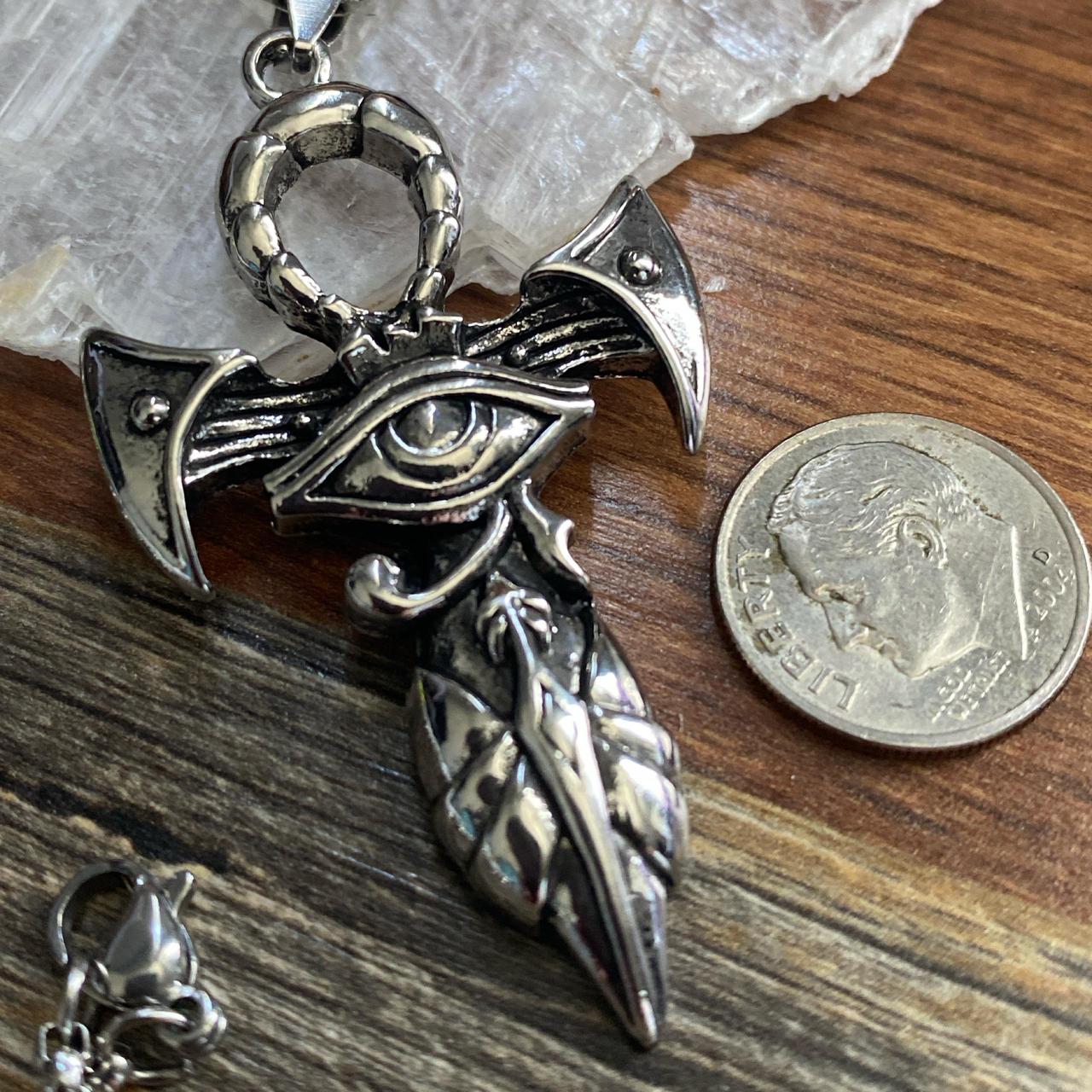 Silver Pewter Goth Egyptian Eye of Horus Ankh... - Depop