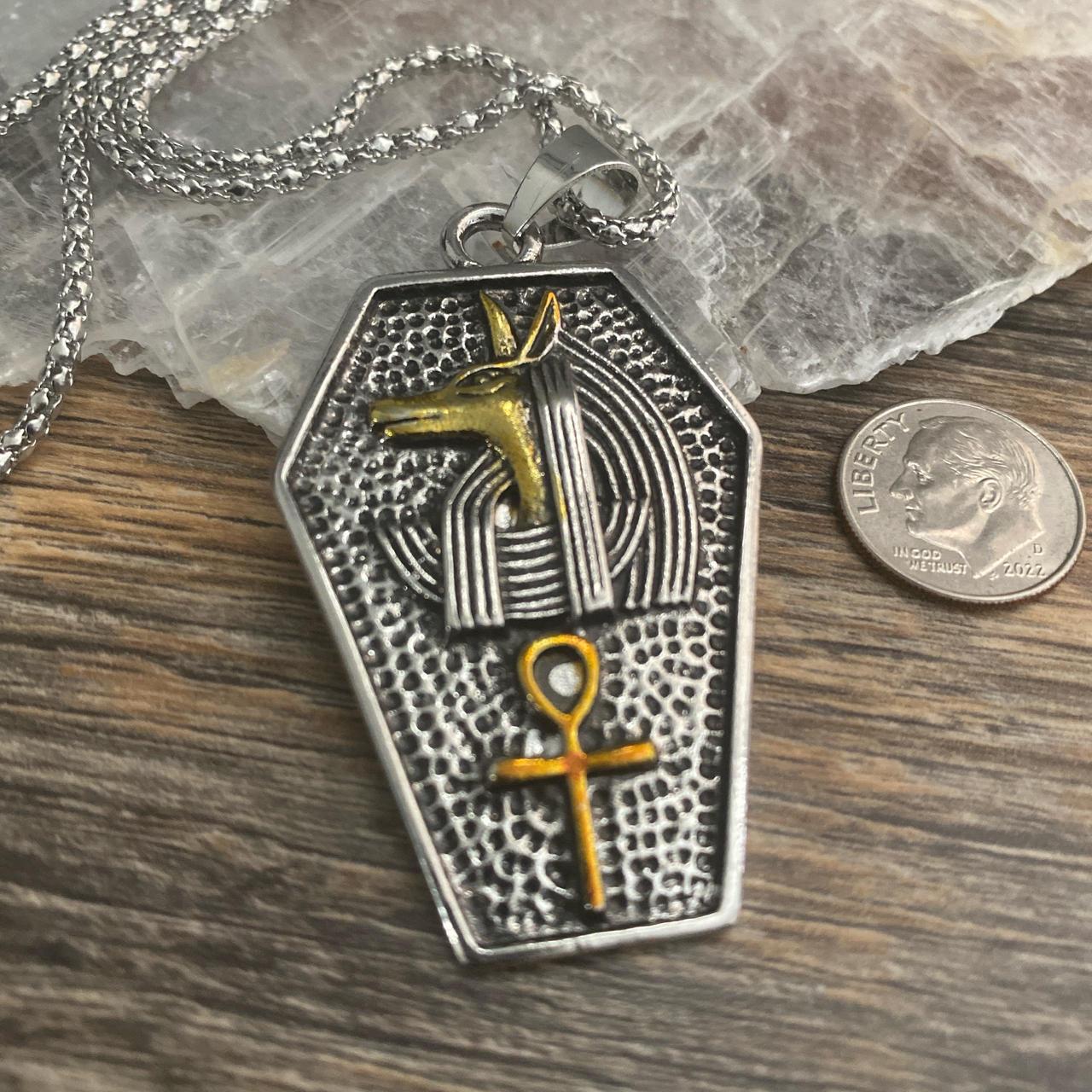 Silver Pewter Gold Egyptian Goth Ankh Eye of Horus... | Depop