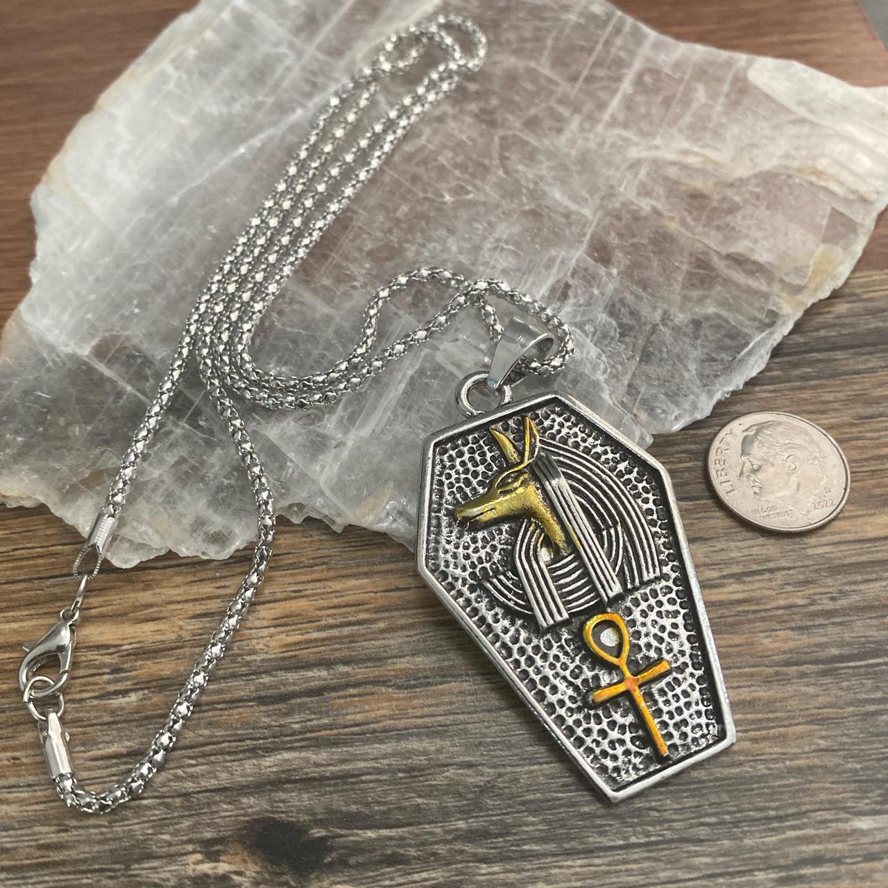 Silver Pewter Gold Egyptian Goth Ankh Eye of Horus... | Depop