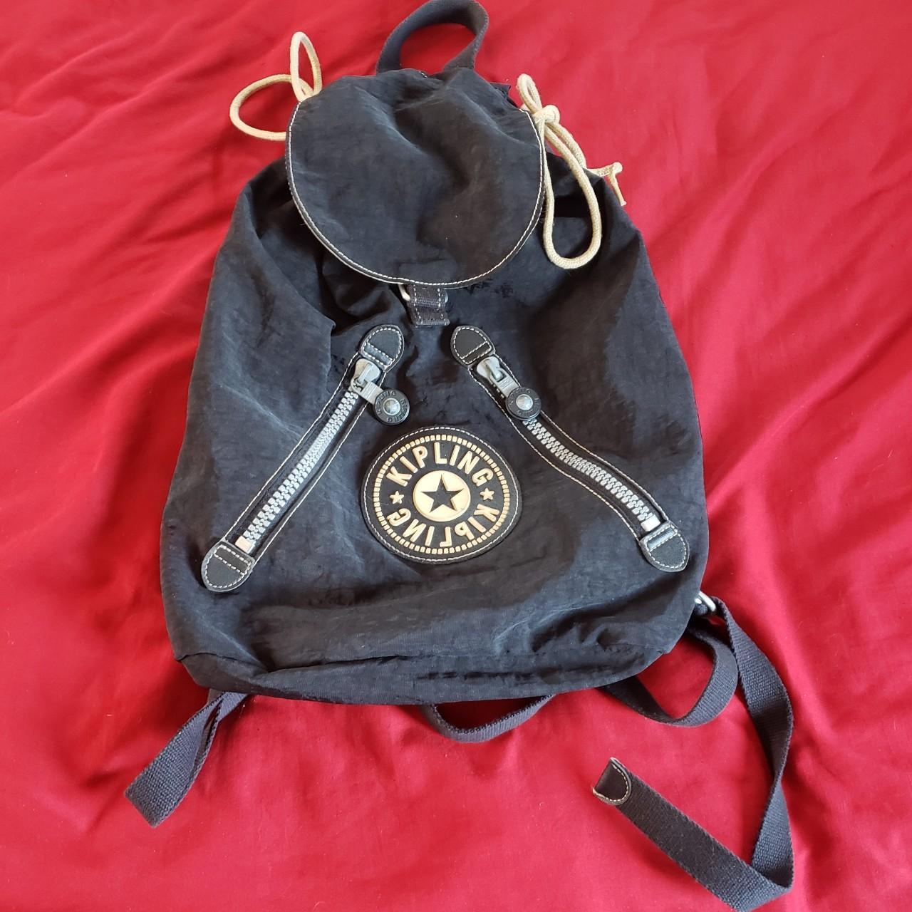 Y2K Kipling drawstring backpack Charcoal, dark gray... - Depop