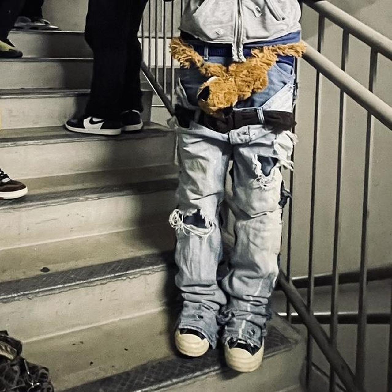 K subi x old navy flared tight waste jeans collab by... - Depop