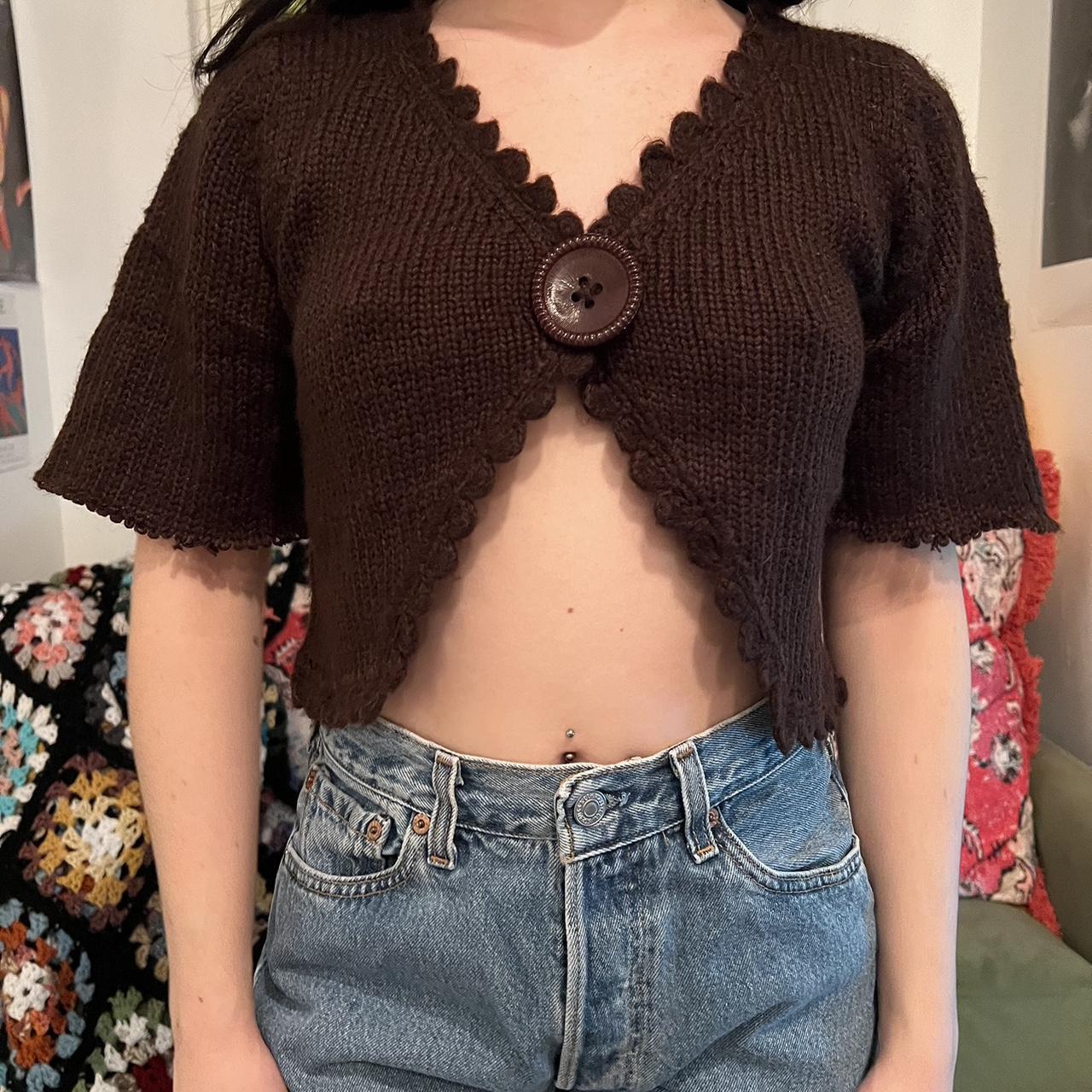 Vintage cropped cardigan More like a shrug... - Depop