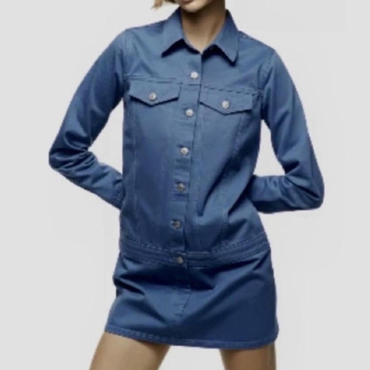 Zara retro utility jacket dress, cobalt blue,... - Depop