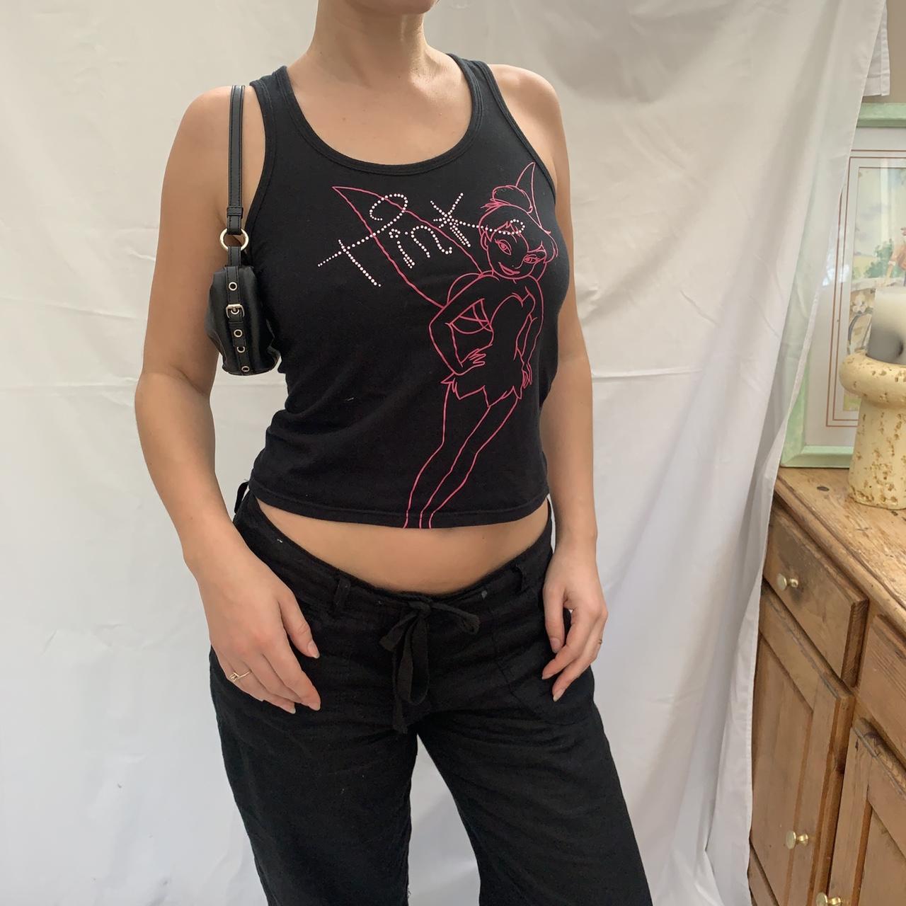 Vintage black Ting 90s tank top with glitter detail... - Depop