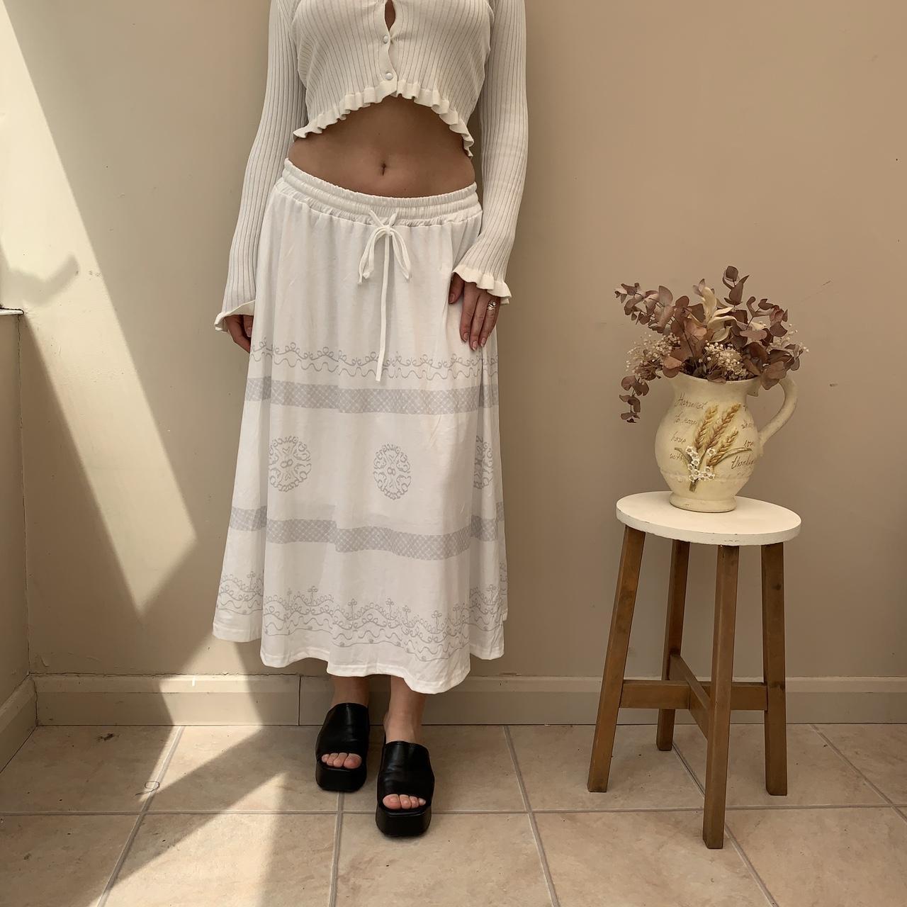 Vintage 00’s white low rise waist drawstring maxi... - Depop