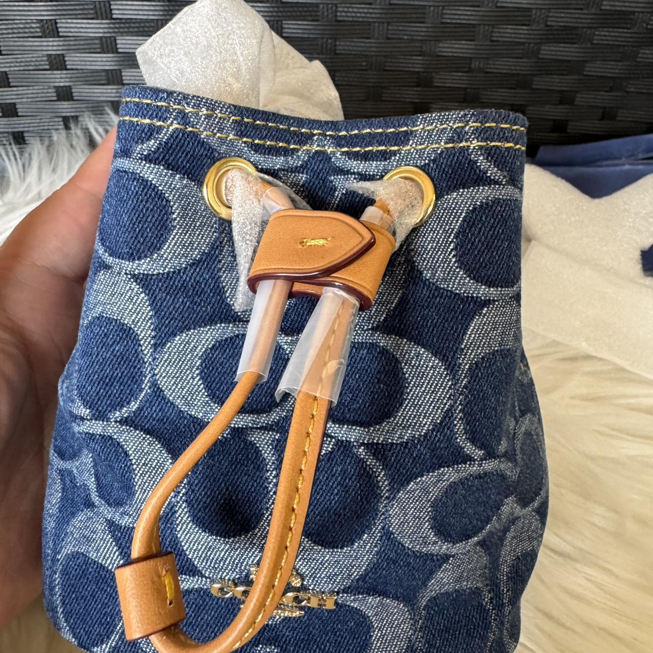 Coach Drawstring Wristlet In Signature Denim CZ031... | Depop