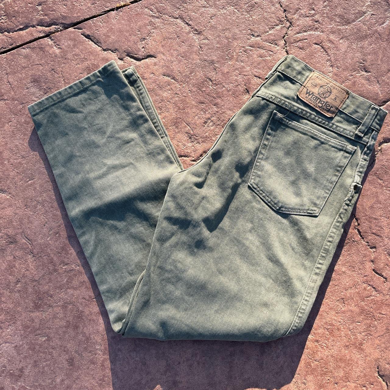 Vintage 90s Wrangler jeans. Earth tone green fall... - Depop