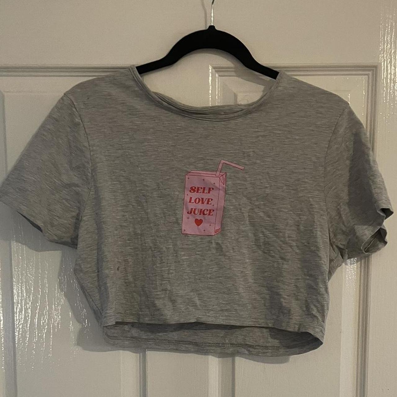 Thread Bare Ladies Self Love Juice Grey Crop Top Depop