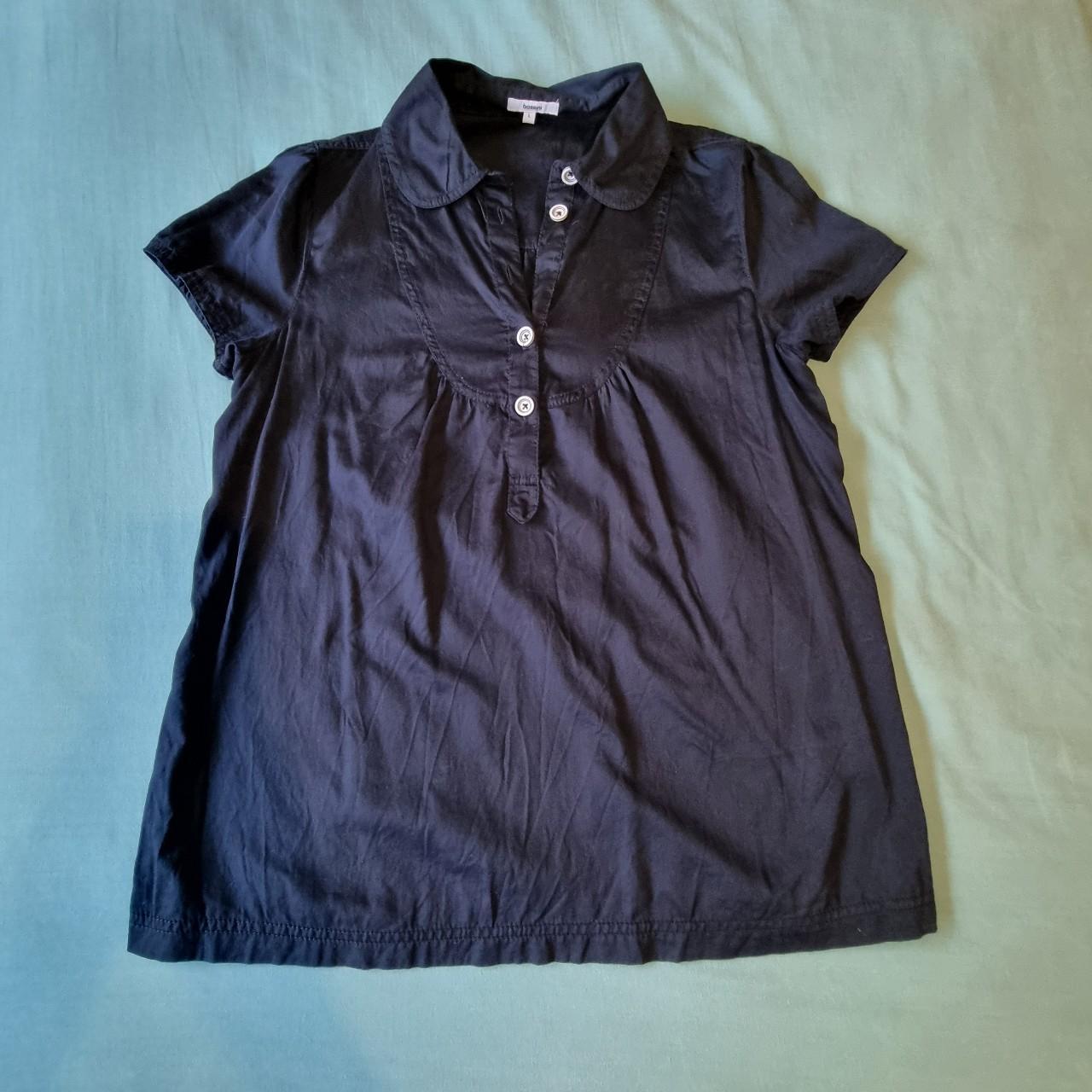 Bossini Cotton Shirt Missing one button Navy... - Depop