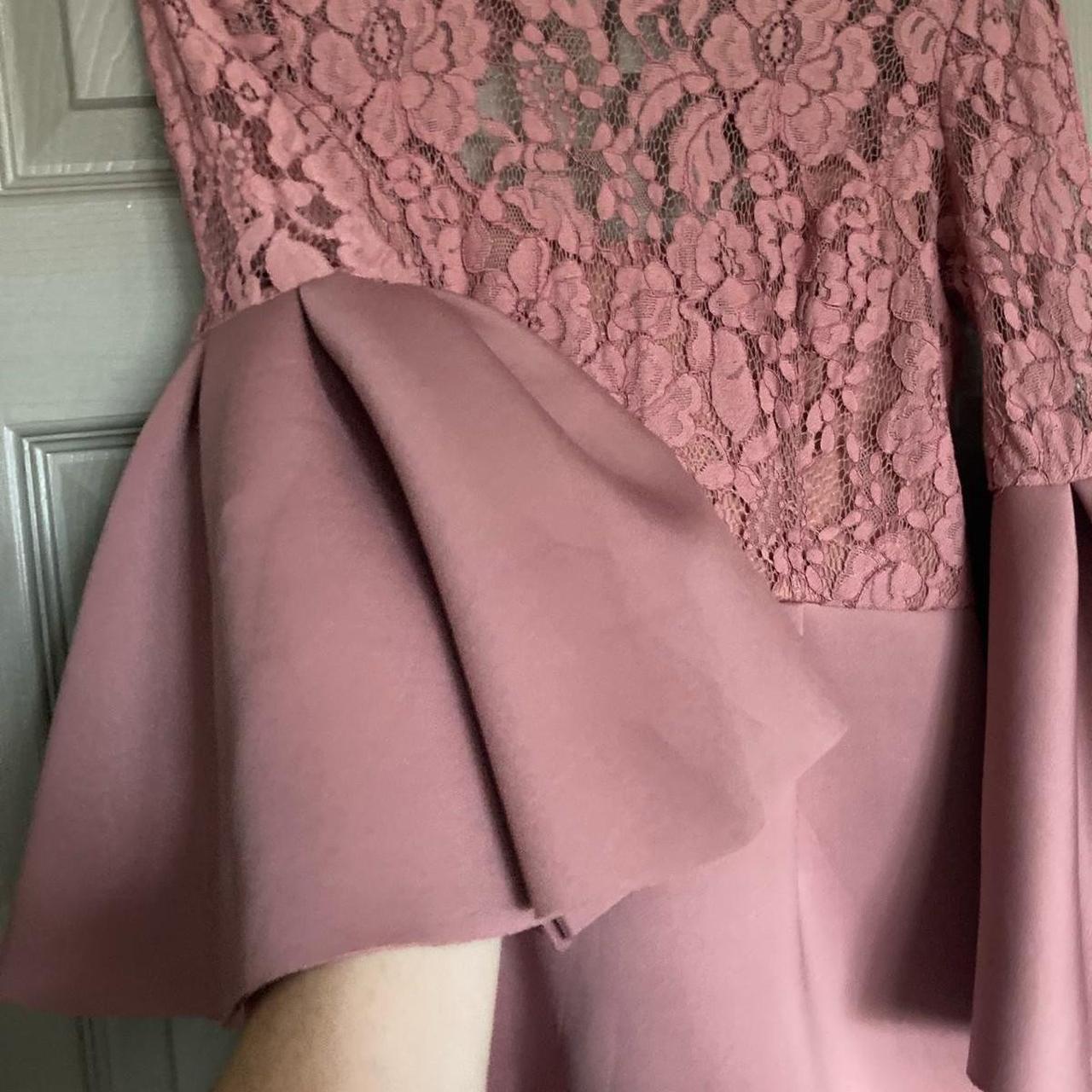 asos design pink lace mini dress with statement... | Depop
