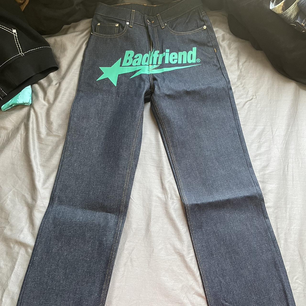 badfriend logo denim brand new size-30 - Depop