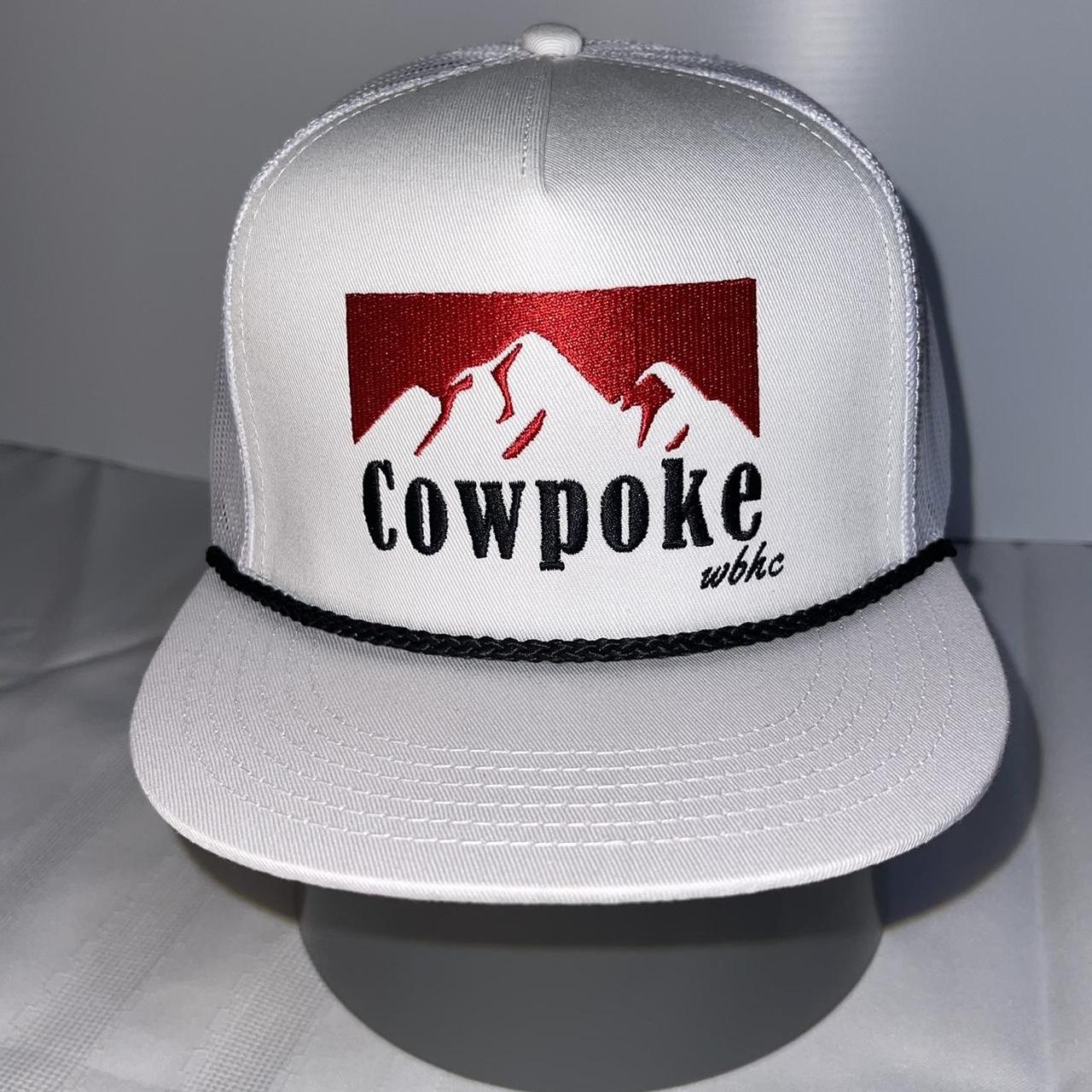 Whiskey Bent Cowpoke white and red SnapBack rope hat... - Depop