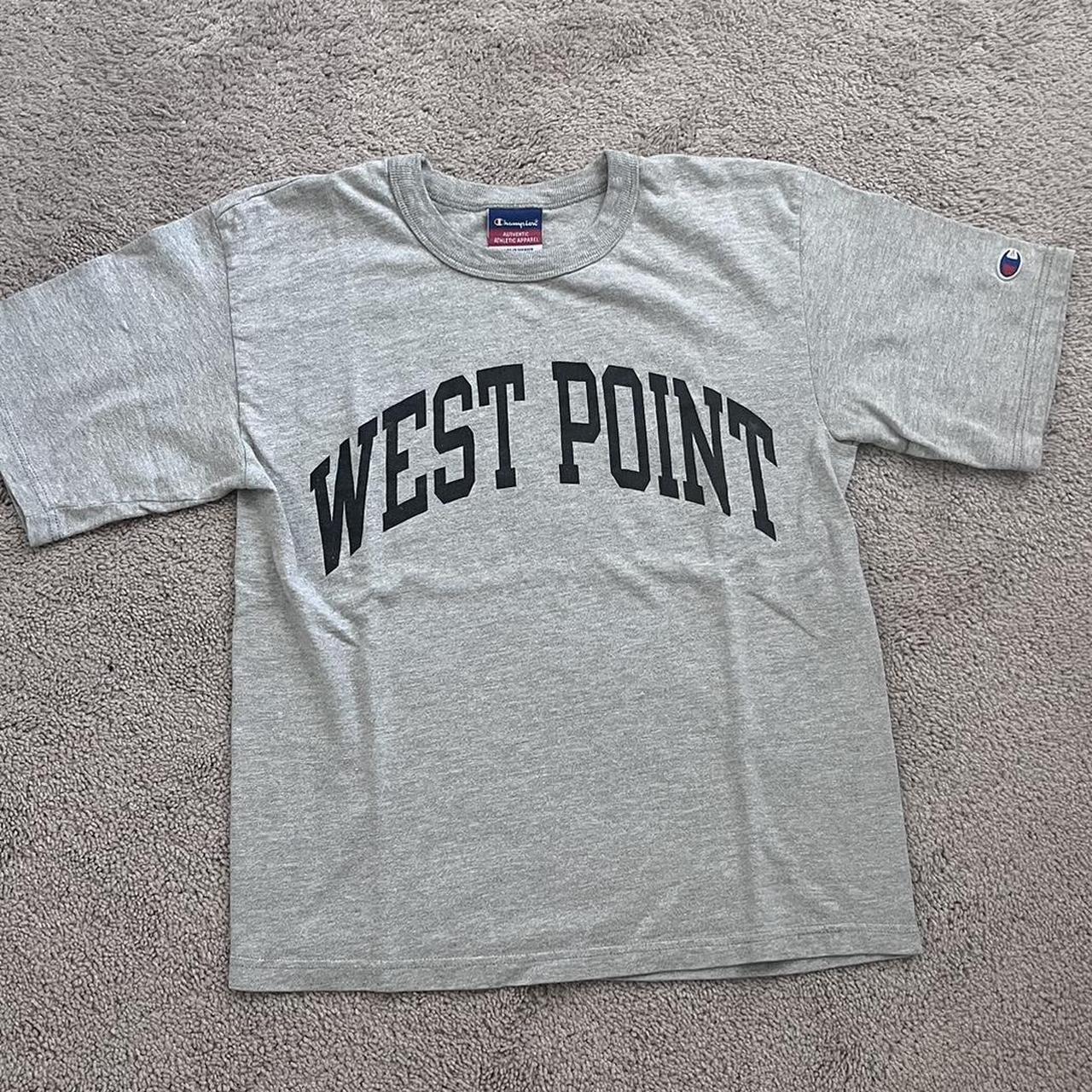 Gray West Point t-shirt Champion Size small - Depop