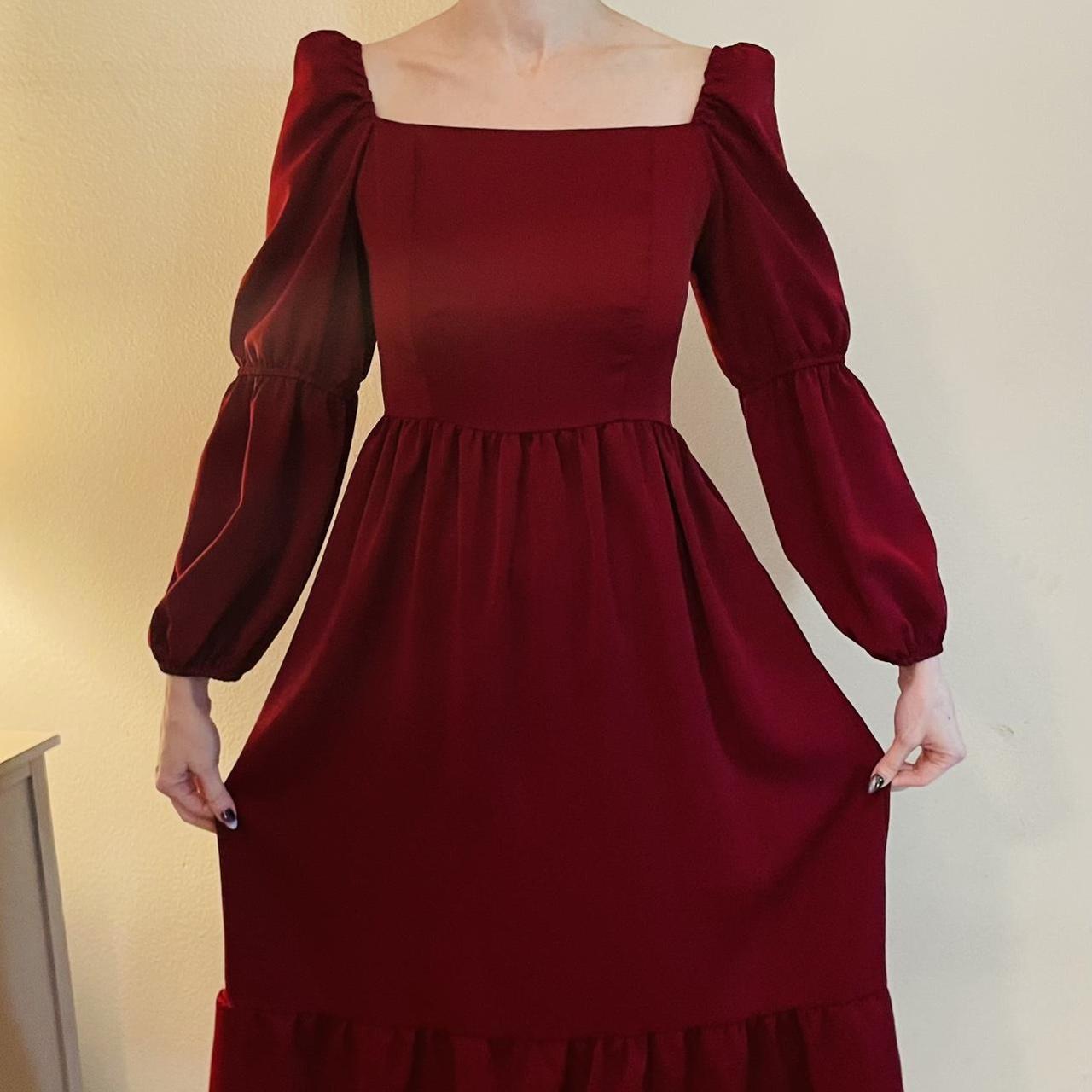 Beautiful red satin cottagecore style dress. Only... - Depop