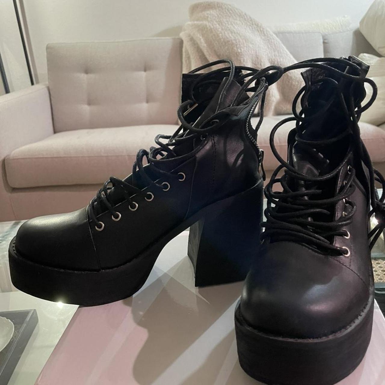 Teleport Shoes Nocturnal - Black Lace Up Platform... - Depop