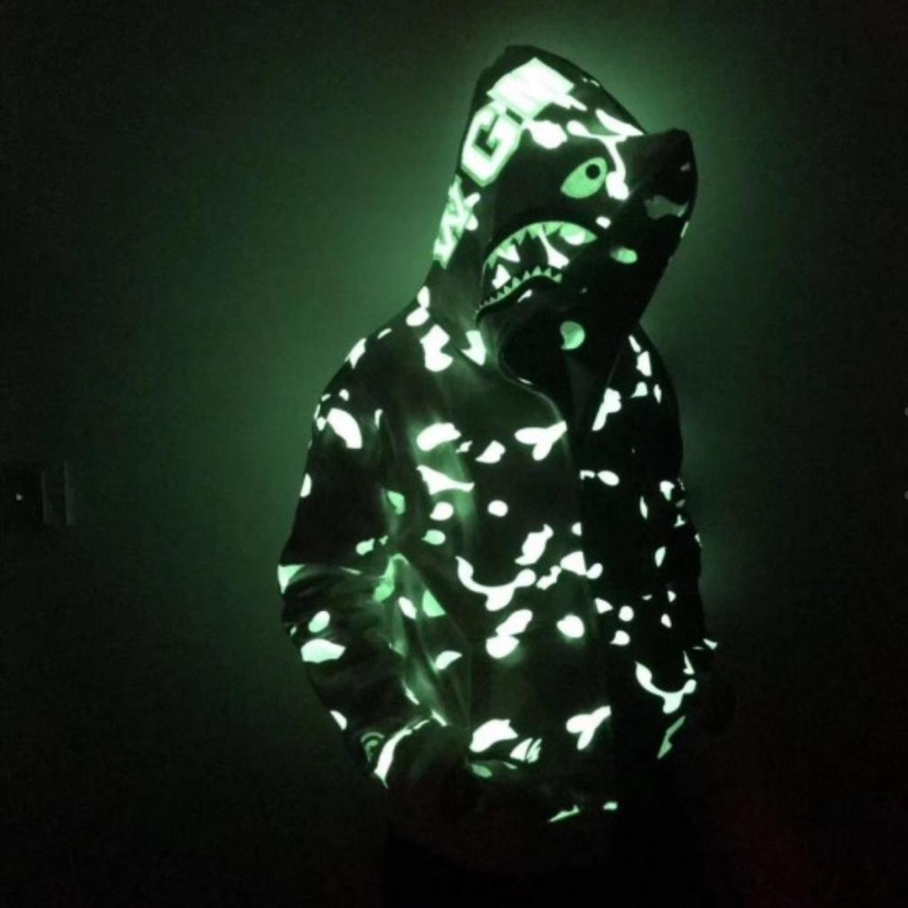 Brand new 1:1 glow in the dark bape hoodie only... | Depop
