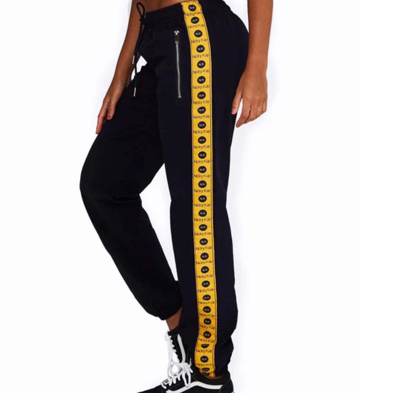 Nicky Kay trackpants Colour: Navy with Yellow... - Depop