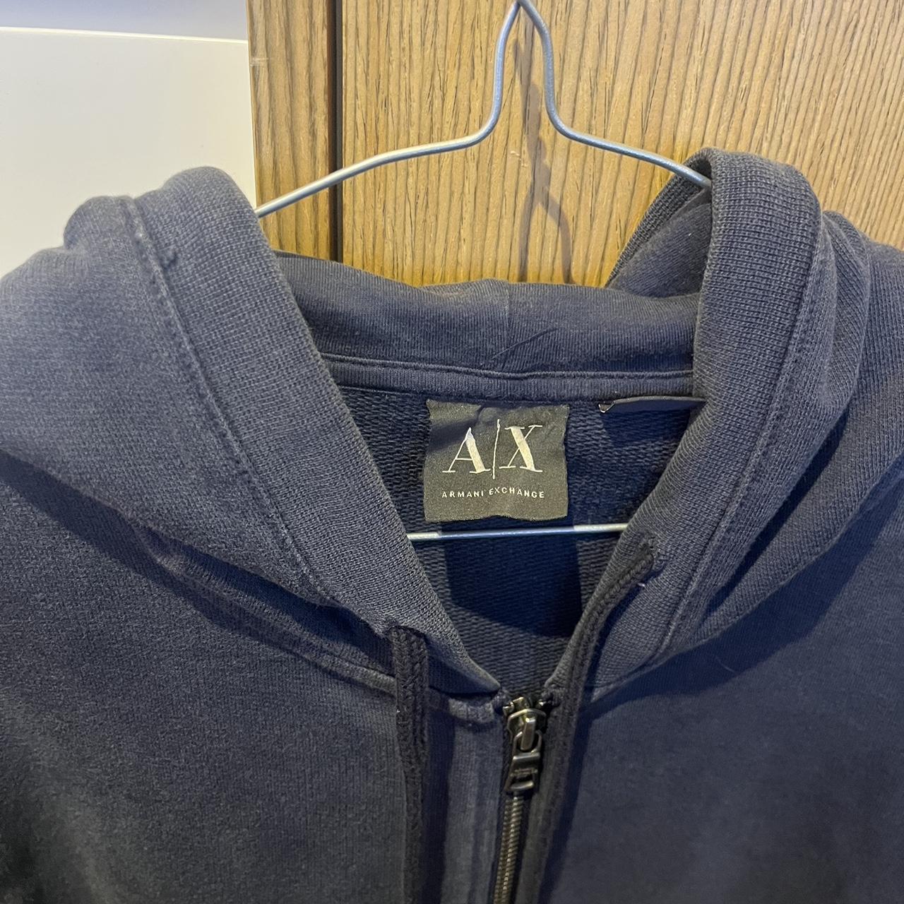 Armani Exchange zip hoodie. Navy blue. Size Medium.... - Depop