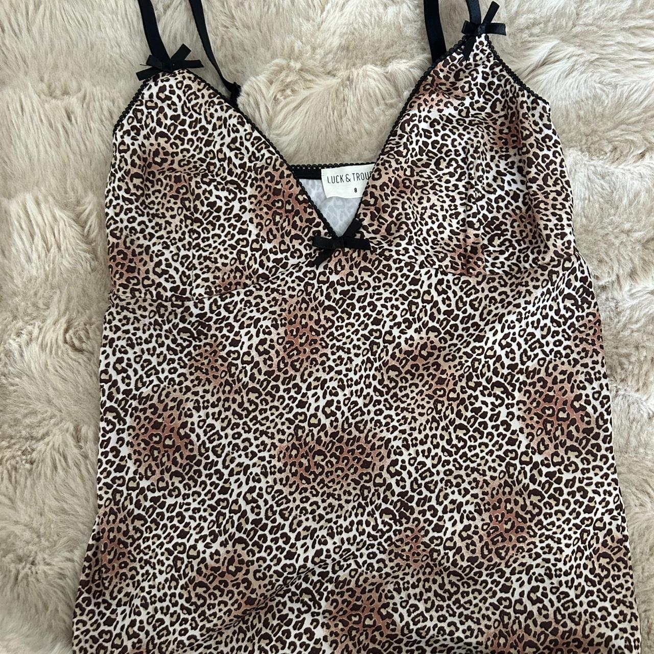 Leopard print cami top with bow detail Never worn,... | Depop