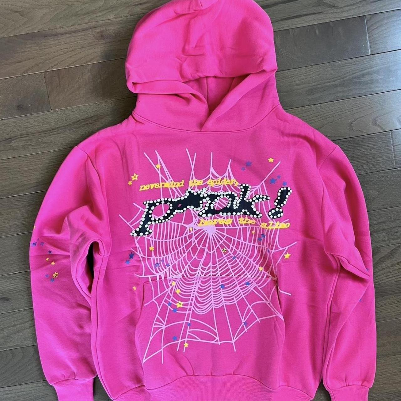 Pink spider hoodie size medium - Depop