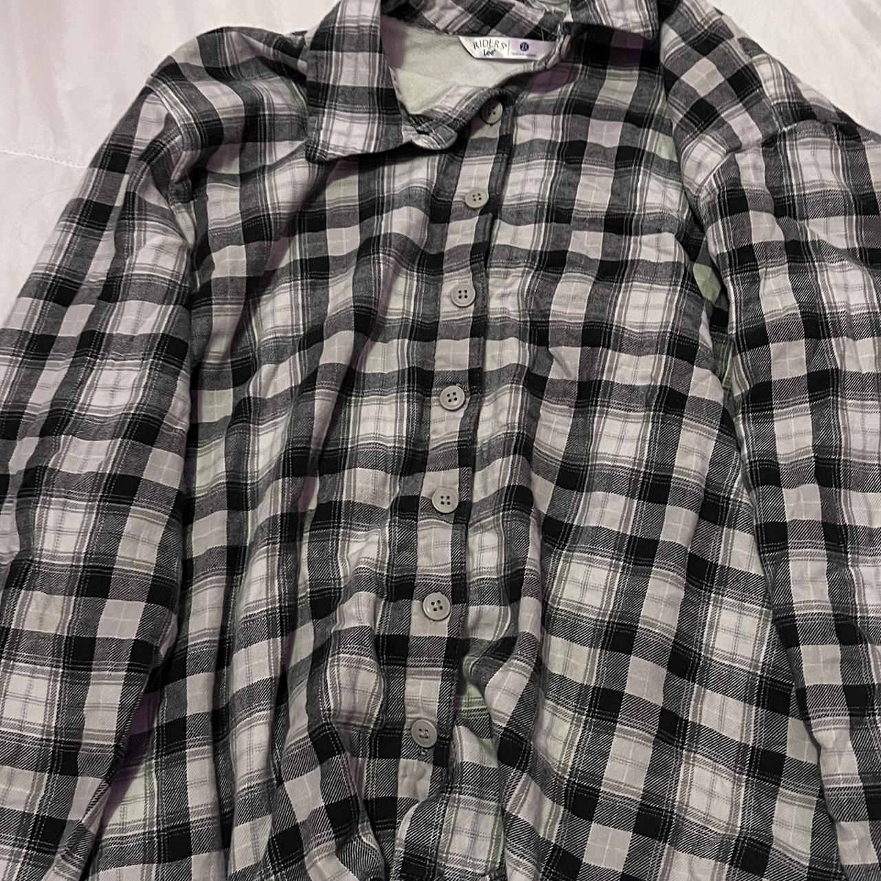 black and white flannel jacket - Depop