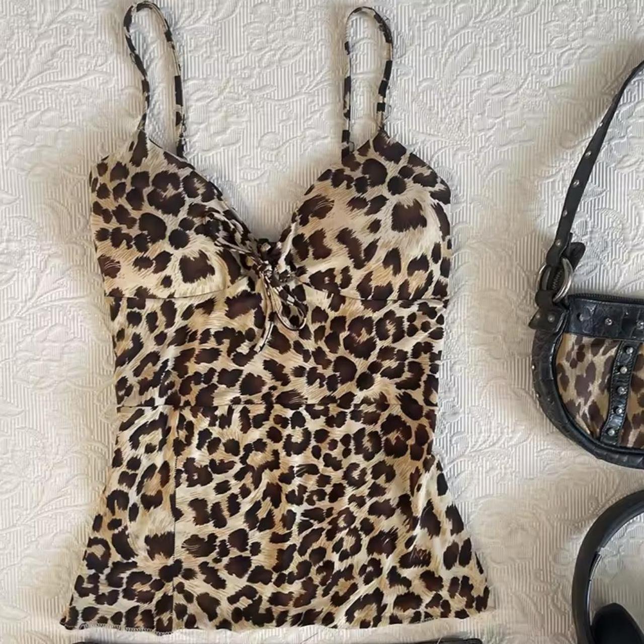 Leopard print cami top with adjustable straps... | Depop