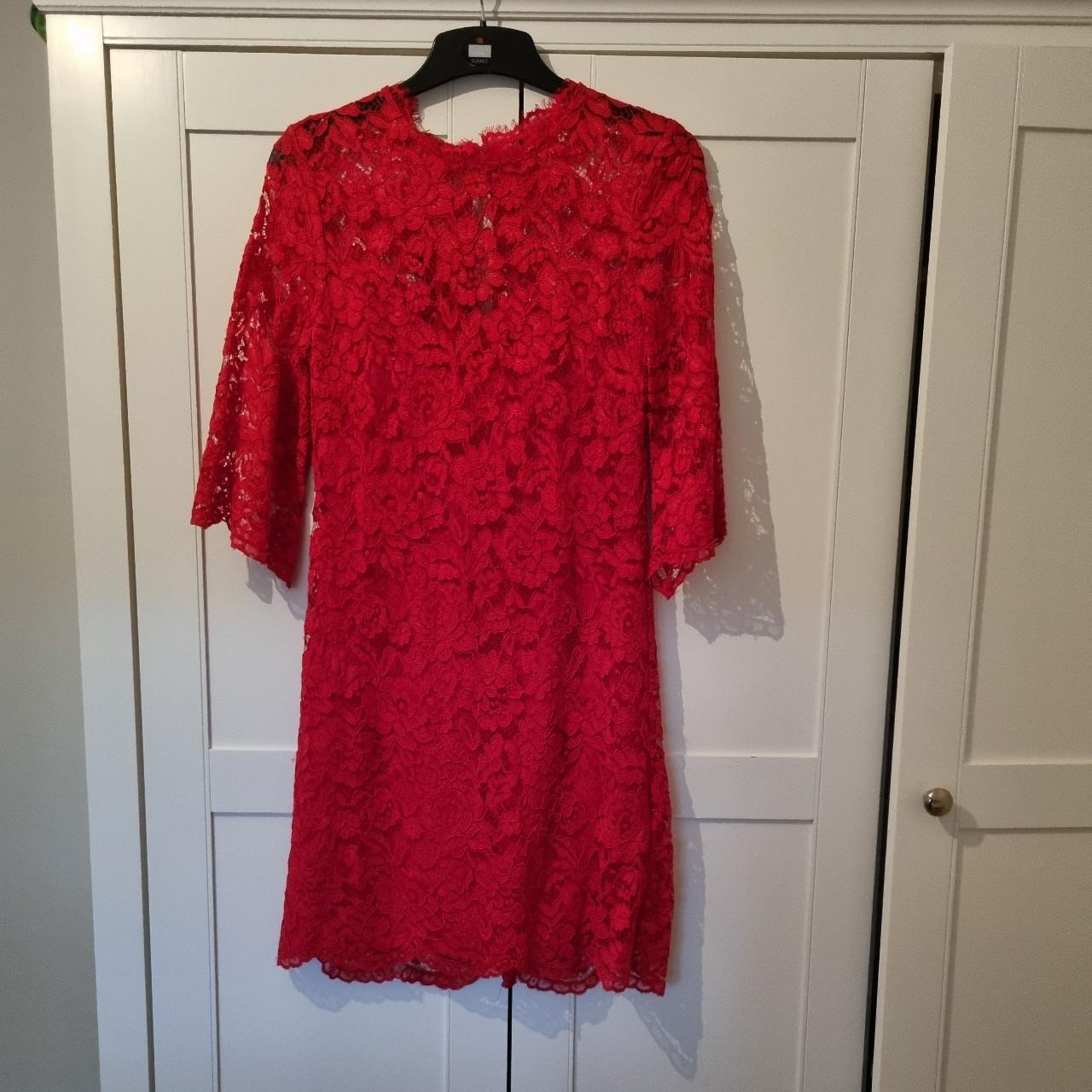 Red lace monsoon dress. Knee length. Brand new. Tags... - Depop