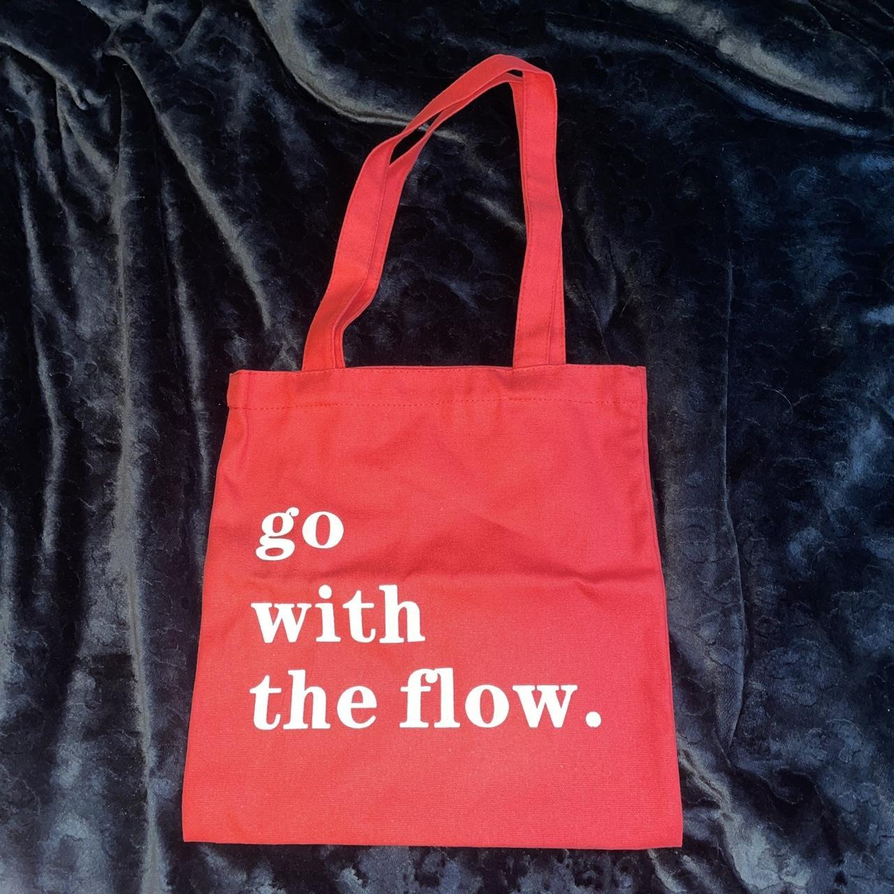 red “go with the flow” tote bag #totebag #redbag... - Depop