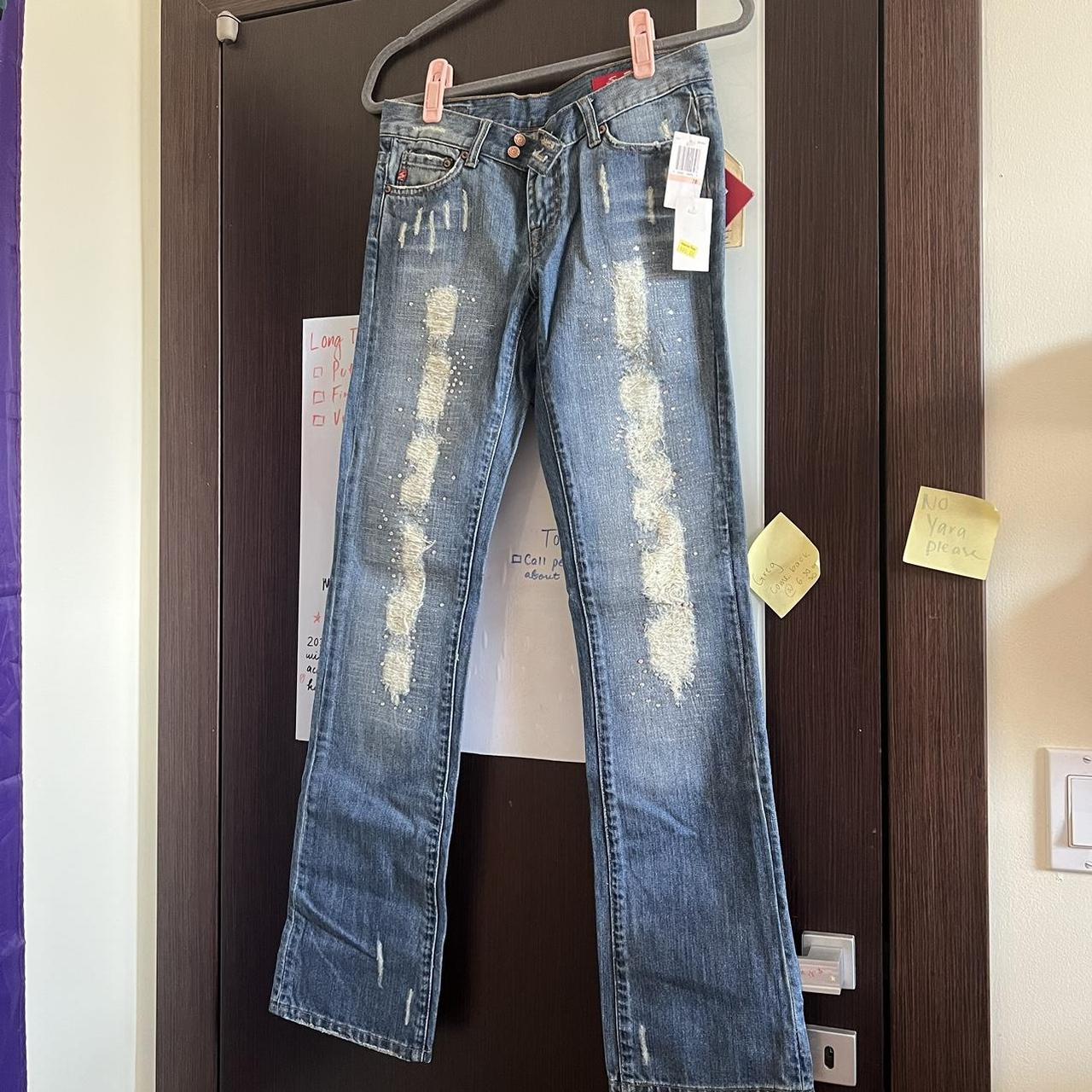 Seven7 y2k low rise bedazzled jeans! Tag says size... - Depop