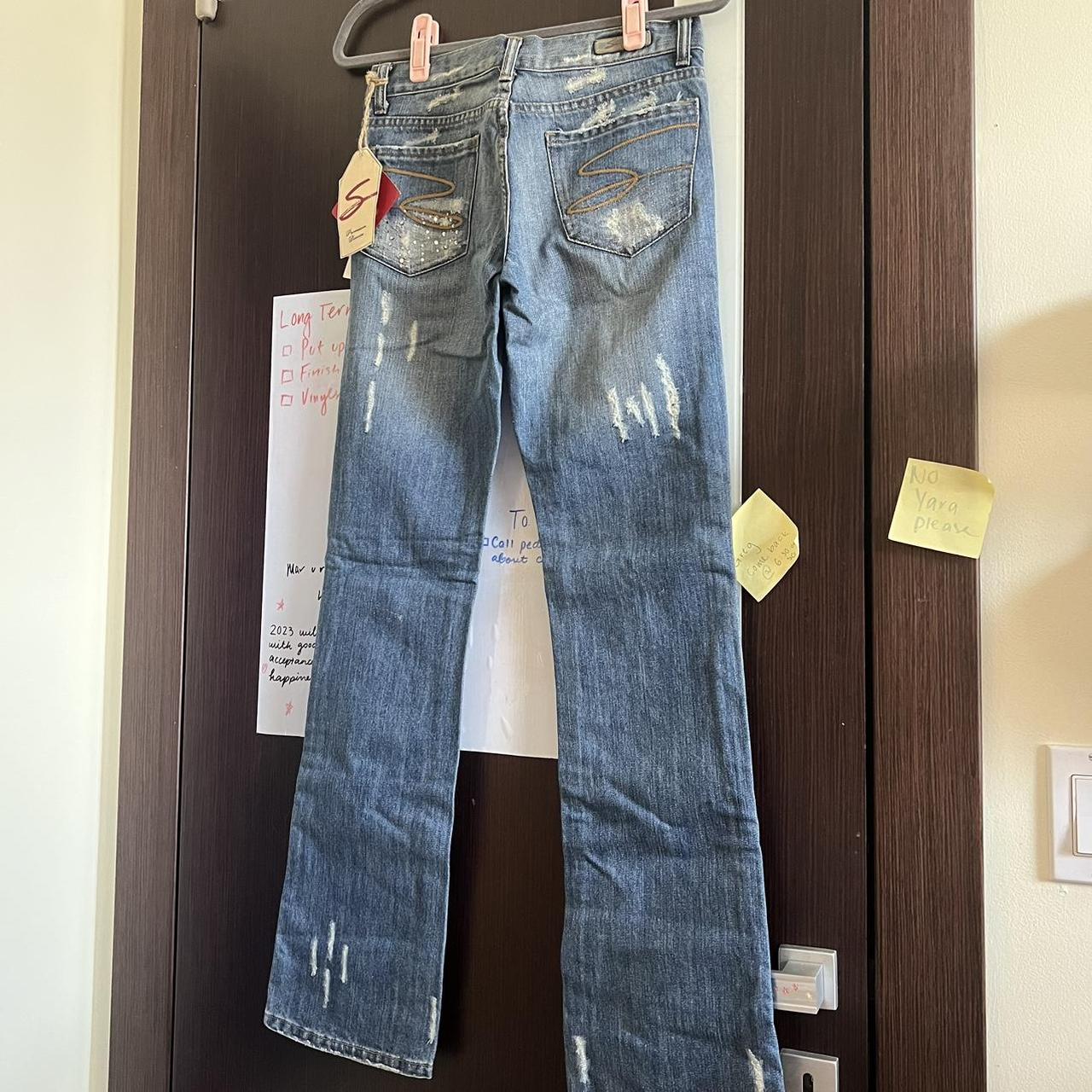 Seven7 y2k low rise bedazzled jeans! Tag says size... - Depop