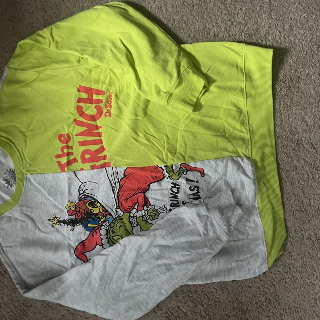 Half and Half Grinch Sweatshirt size:m If you have... - Depop