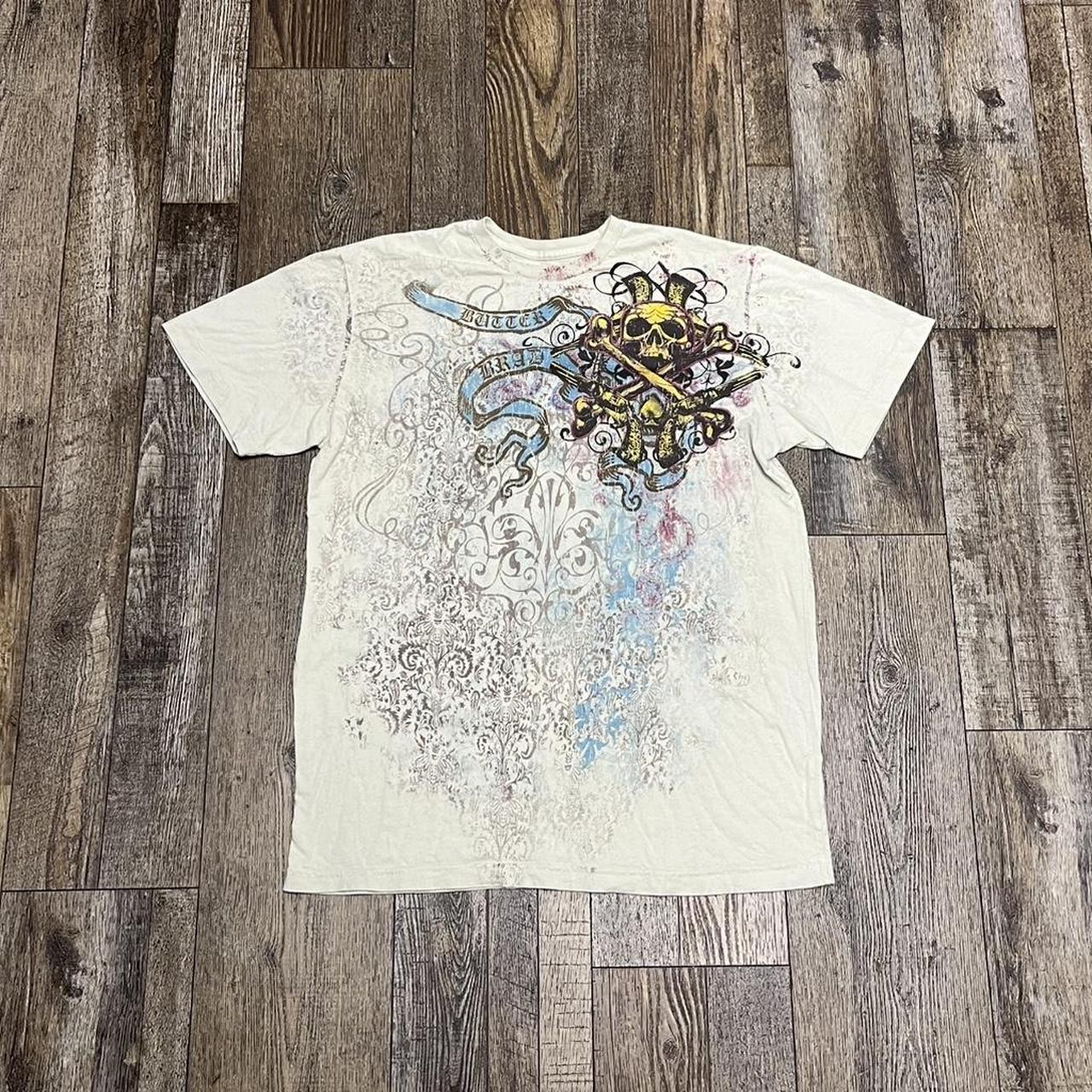 Y2K Brad butter Skull and crossbones Shirt Size... | Depop