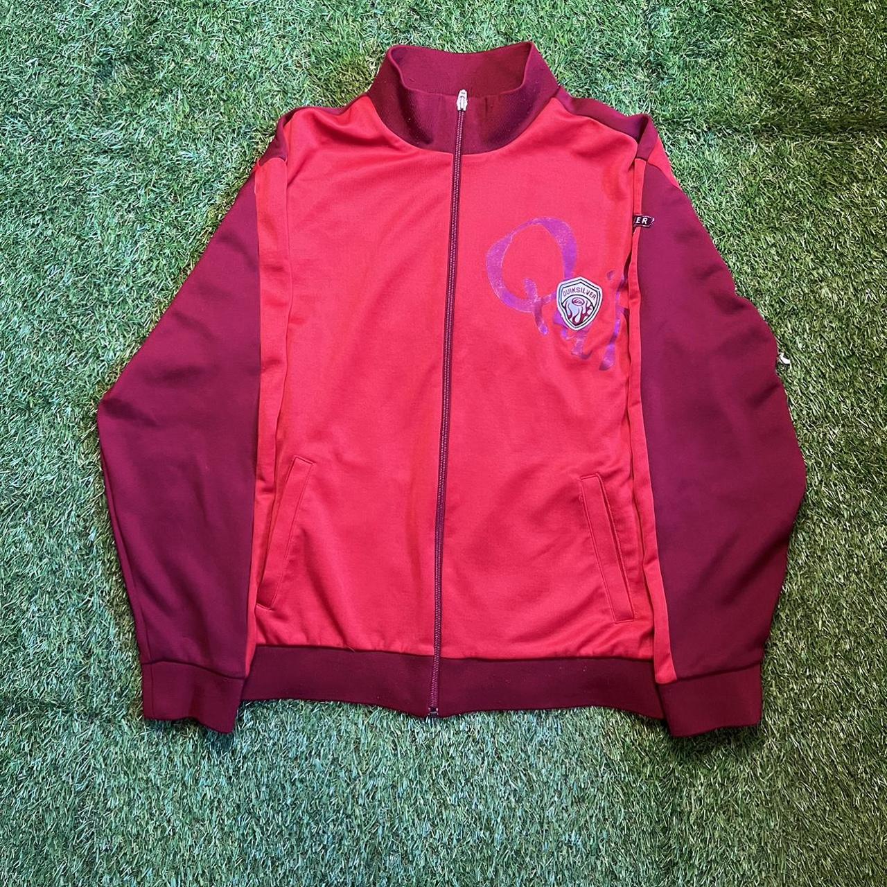 Y2K quiksilver red vintage turtle neck zip... - Depop